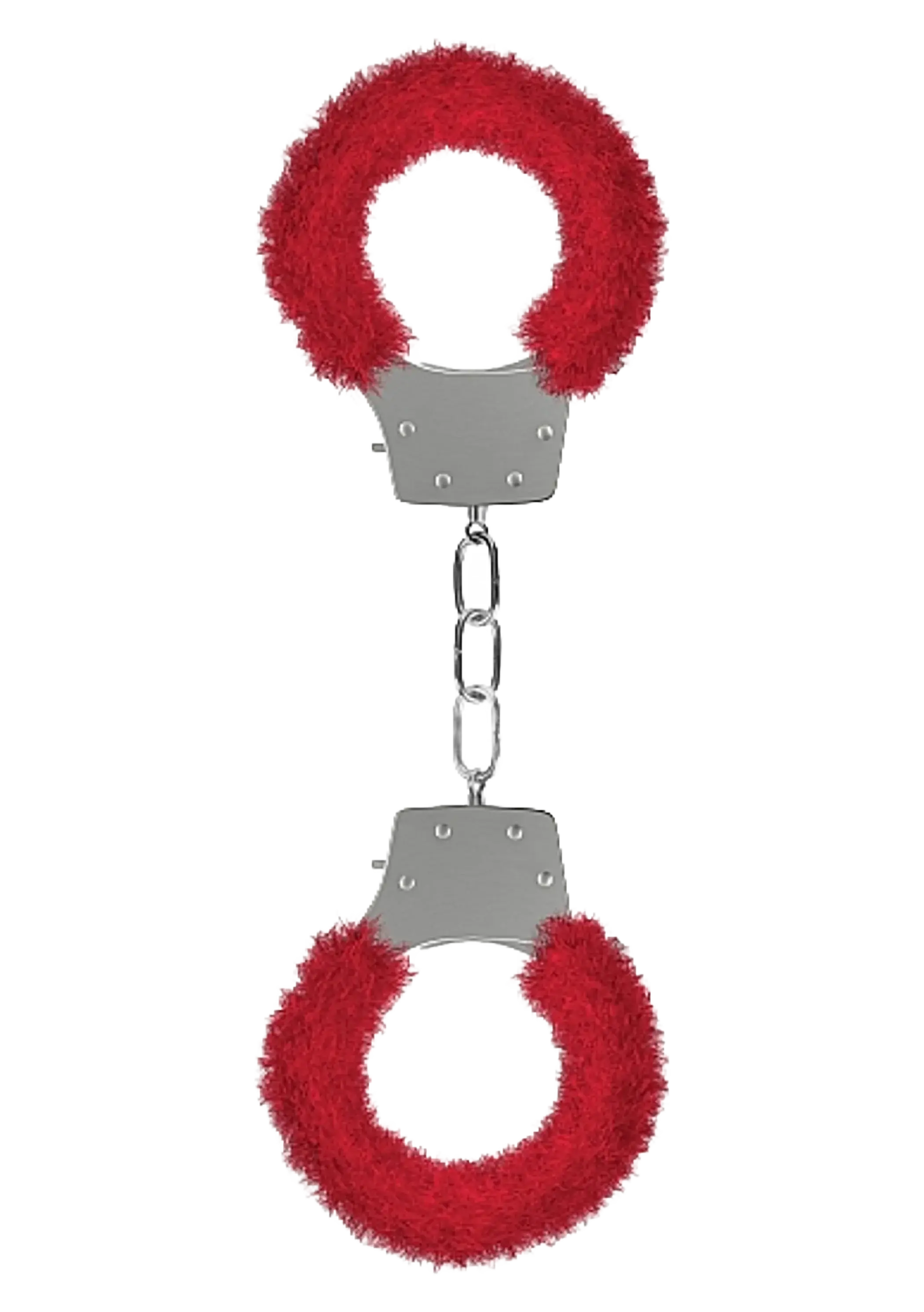 Pleasure Handcuffs Furry Red - Comfortable Metal Restraints – THROBBS™
